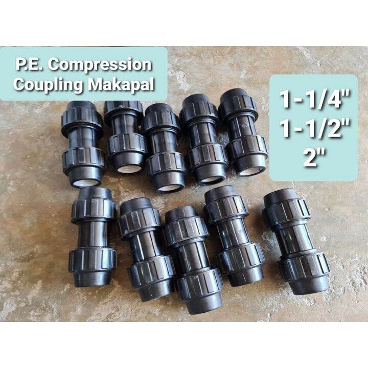 P.E. Black Compression Coupling Connector Makapal 1-1/4 40mm 1-1/2 50mm ...