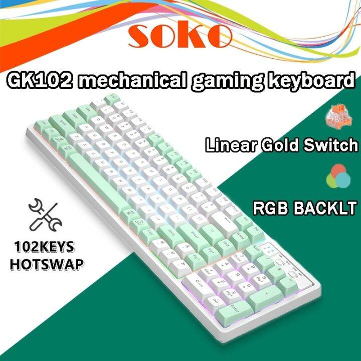 LANGTU GK102 dual system Wired Gold Switch hotswap mechanical keyboard ...