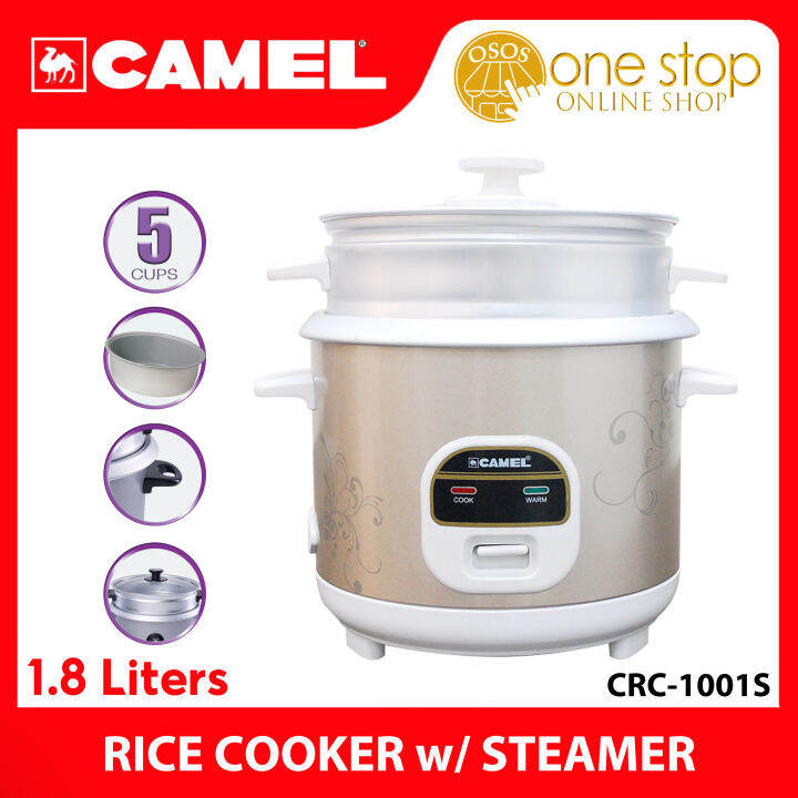 Camel Appliances CRC-1001S 1.0L 5 Cups 400W Glass Lid w/ Steamer Rice ...
