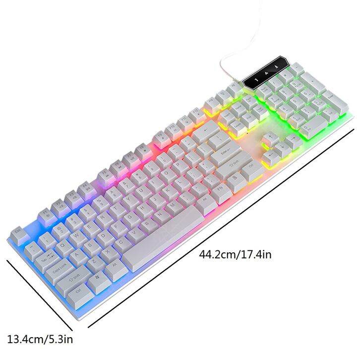 hot Wired Non Mechanical Keyboard Pc Gamer Gaming Kit Black White ...