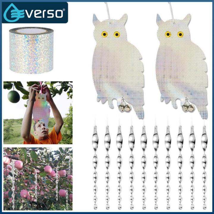 Everso Reflective Hanging Owl Bird Deterrent Set Bird Repellent Devices ...