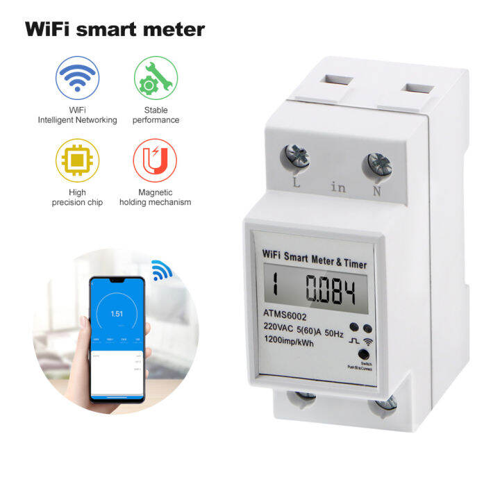 Single Phase WiFi Smart Meter&Timer Home Electric Power Consumption ...