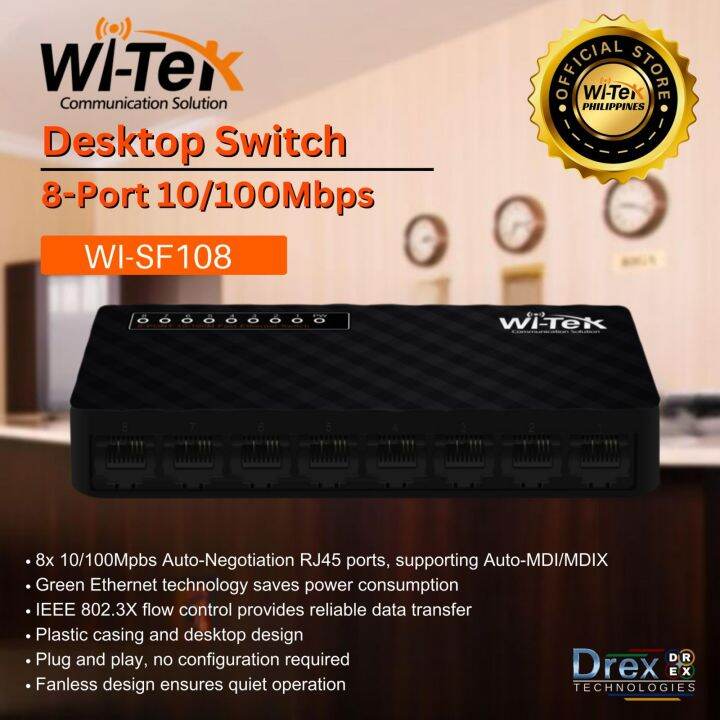 Wi-Tek WI-SF108 8-Port Non-gigabit Desktop Switch 10/100Mbps | Lazada PH