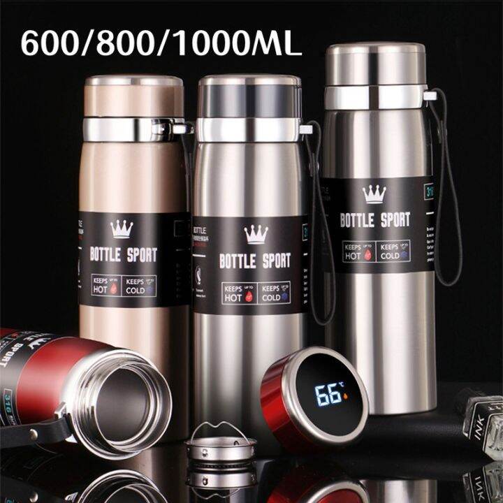 IKUNM 【Fast Delivery】600/800/1000ML Thermos Bottle With Handle 316 Stainless Steel Vacuum ...