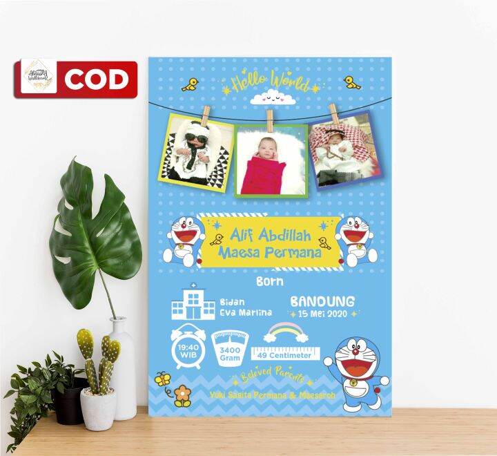 COD Tema Doraemon Biodata baby Hiasan Dinding Baby shower wall decor ...