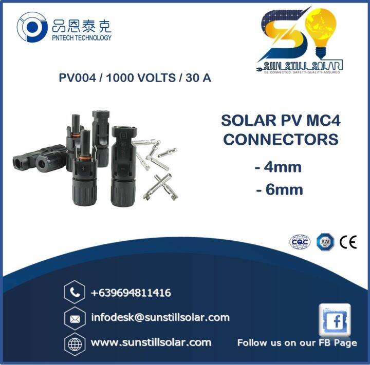SOLAR PV MC4 CONNECTORS / PV004 / 1000VOLTS / 30A / WATER PROOF | Lazada PH