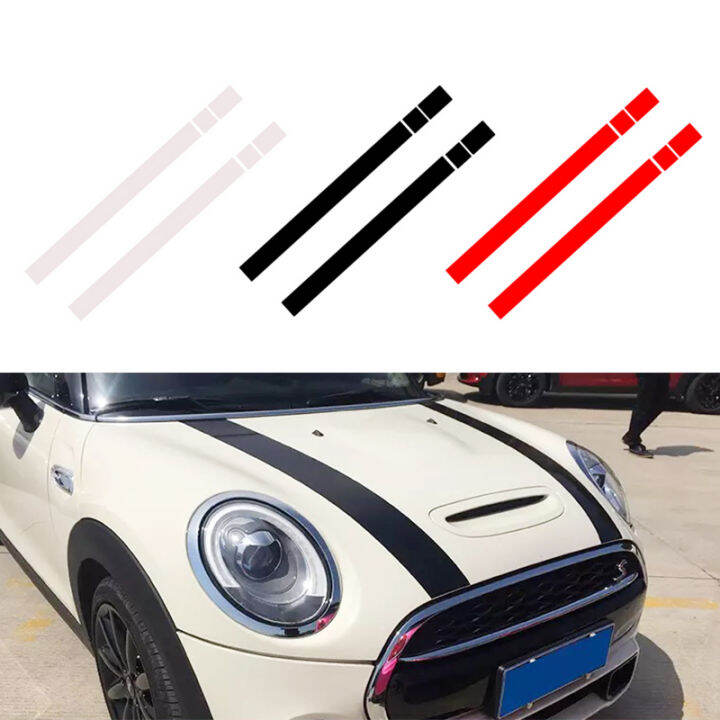 JEAZEA dWm Black White Red Vinyl Car Bonnet Stripes Hood Sticker Cover ...