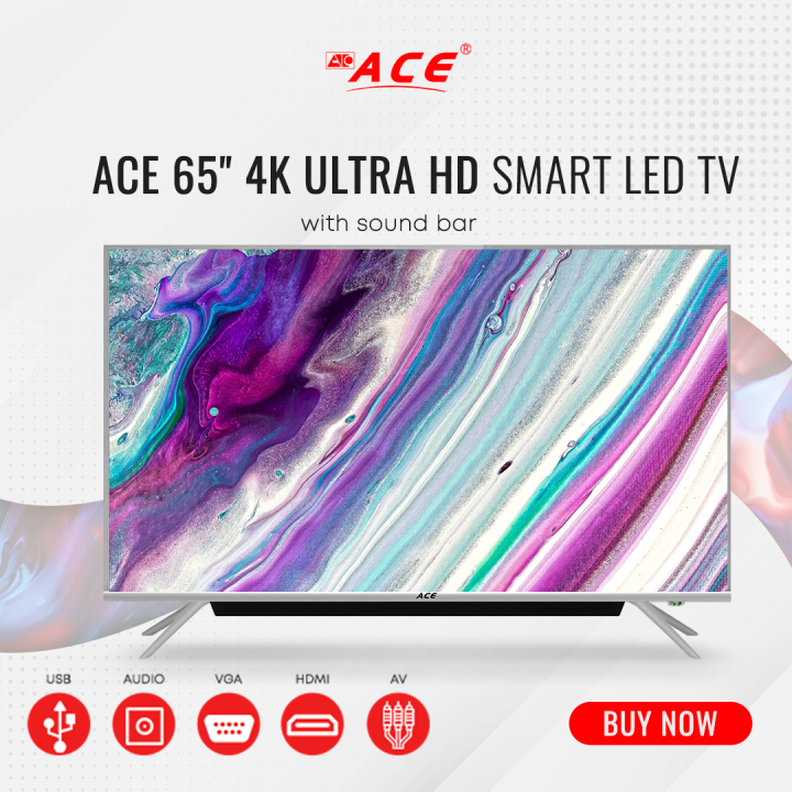 ACE 65" UHD 4K Smart Google TV (Android 13, Netflix, Youtube, Chromecast, BT, ISDB, Soundbar ...