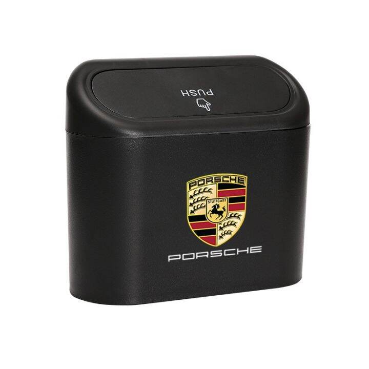 Porsche Car Trash Can Hanging Flip Lid Dustbin Pressing Type Storage ...