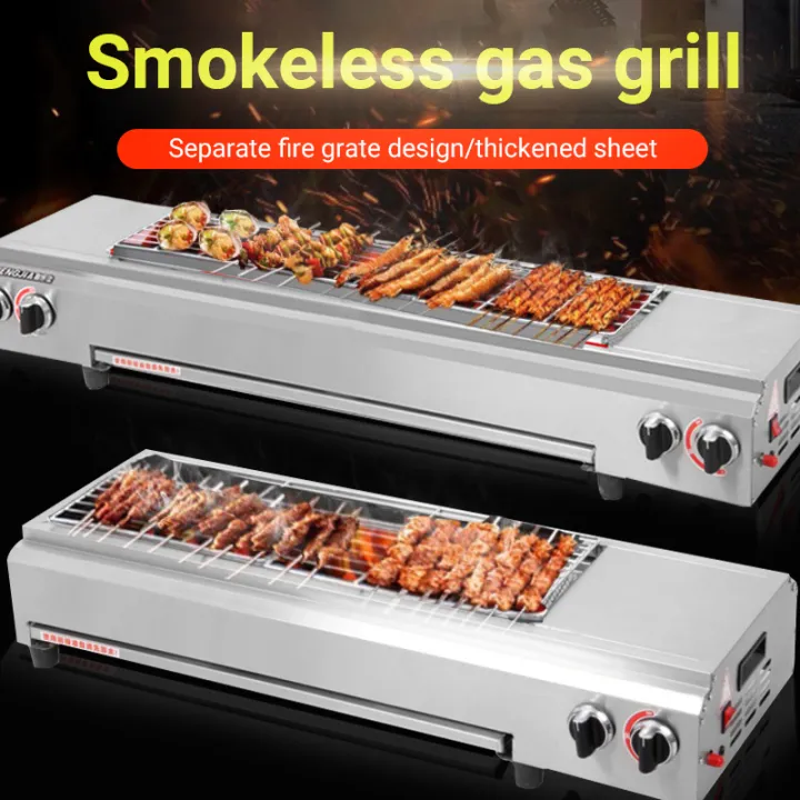 Gas Griller Stainless Steel Commercial BBQ butane gas stove Grill Large ...