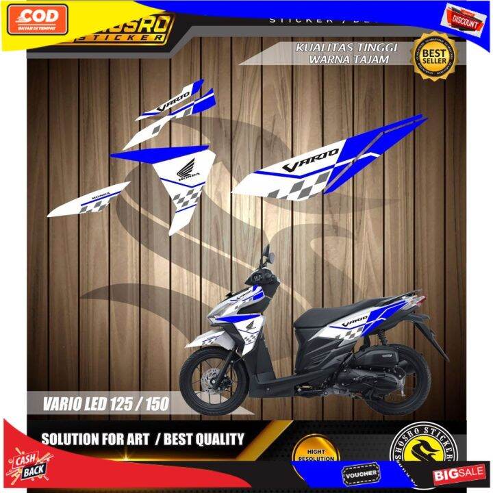 LIS VARIASI STIKER/ STRIPING VARIASI HONDA VARIO 125 & 150 LED TAHUN 2015 2016 2017 BARU BIRU ...