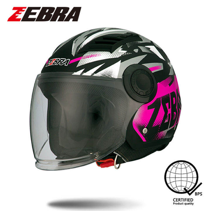 ZEBRA YM-829 Motorcycle Helmet Half Face original Dual Visor Motor ...