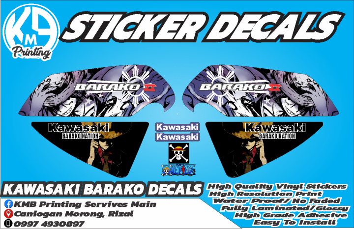 Kawasaki Barako Sticker Decals One Piece Design | Lazada PH