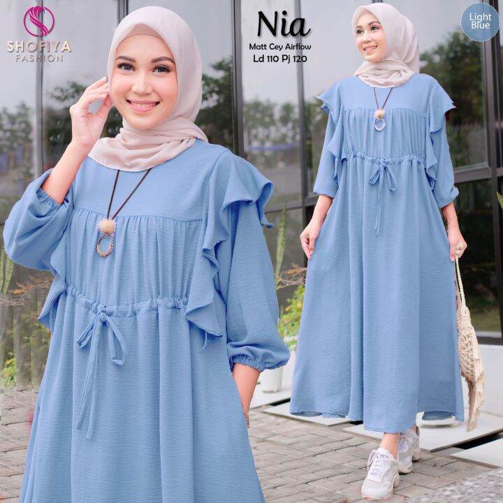 Nia Dress LD 110 PB 120 Matt Cey Airflow By SHOFIYA ORIGINAL | Lazada Indonesia