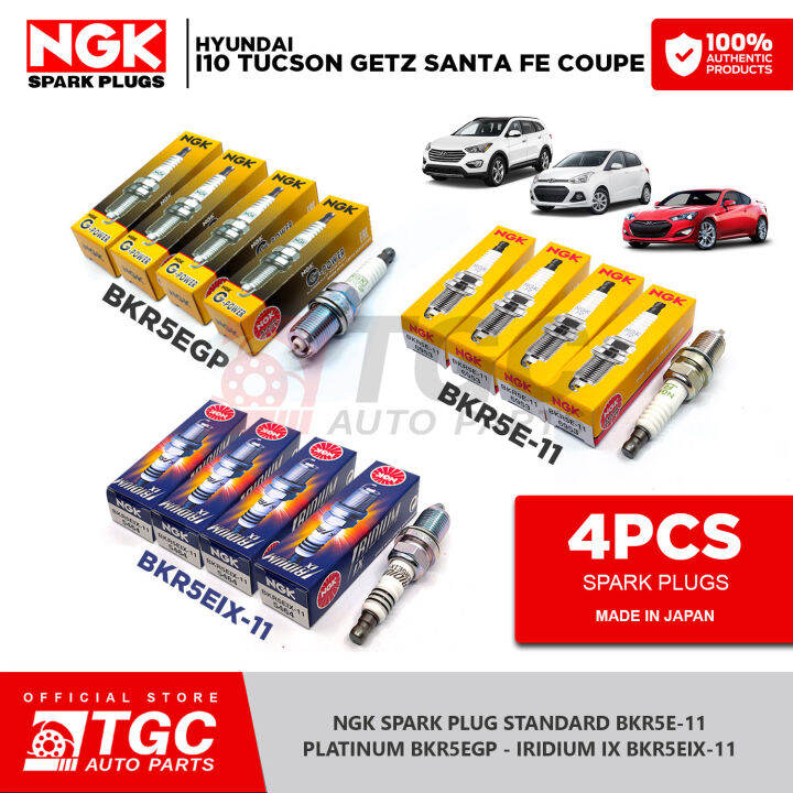 NGK Spark Plug Standard Hyundai i10 Tucson Getz Santa Fe Coupe BKR5E-11 / Platinum BKR5EGP ...