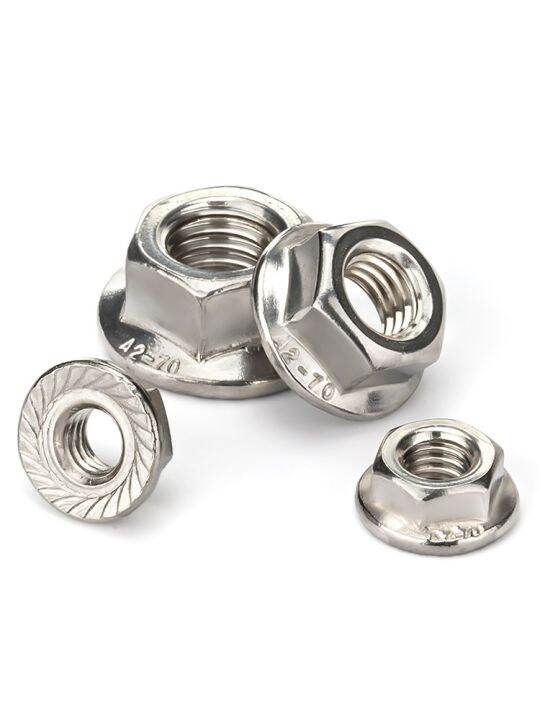 304 Stainless Steel Hexagon Flange Nut M3 M4 M5 M6 M8 M10 M12 M16 Flange Lock Nuts Anti Slip ...