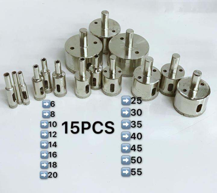 HB 15pcs coated diamond core bit set for tiles/marble/glass/ceramic ...