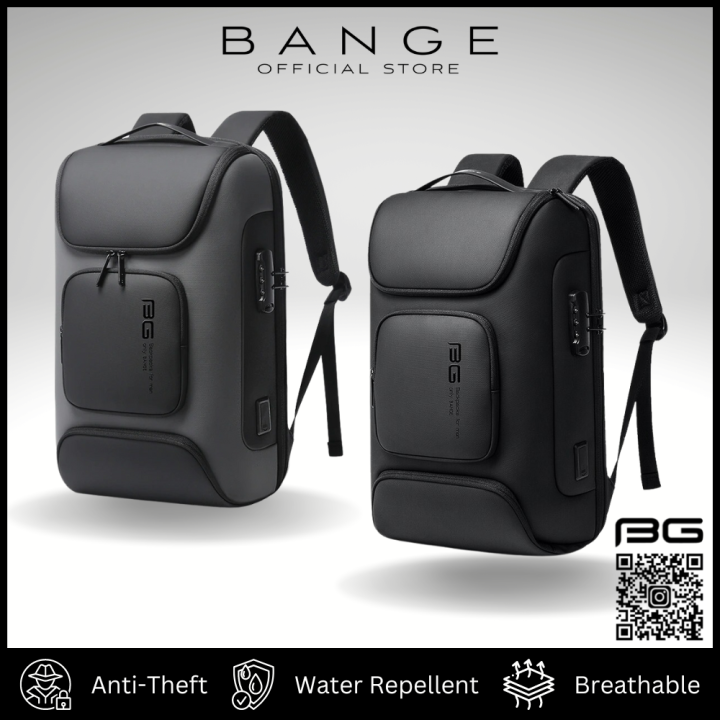 7216 (PLUS) BANGE Premium Quality Bag Backpack Anti Theft Water Repellent Fabric Laptop Bag USB ...
