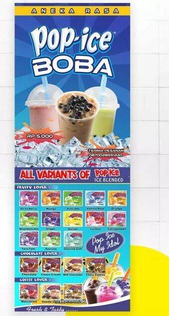 SPANDUK BANNER POP ICE KEKINIAN 100X60CM BISA REQUEST DESAIN DAN UKURAN ...