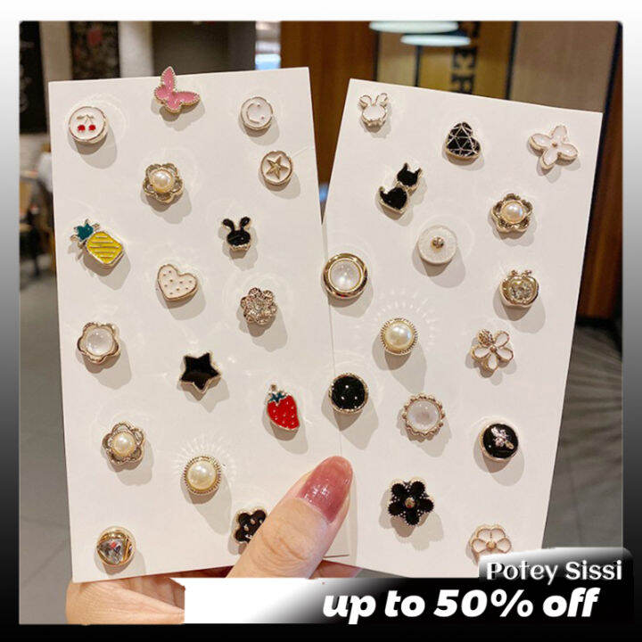 Potey 10เสื้อ PC เข็มกลัดหัวเข็มขัดกระดุมมุกเข็มกลัดติดกระดุมข้อมือ ...