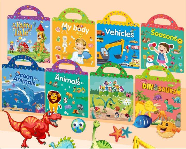Reusable Children Sticker Book Educational Fun Learning Buku Pelekat ...