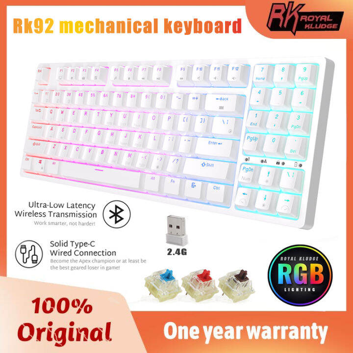 Royal Kludge RK92 2.4Ghz Wireless/Bluetooth/Wired Mechanical Keyboard ...