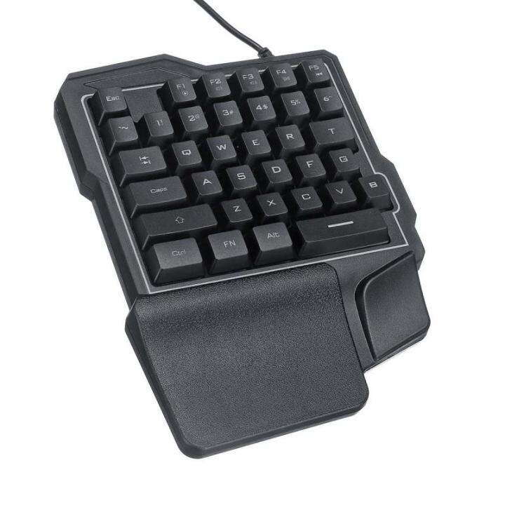 One-handed Gaming Keyboard Mechanical Ergonomic Game Keypad 35Keys LED Backlit Mobile Phone ...