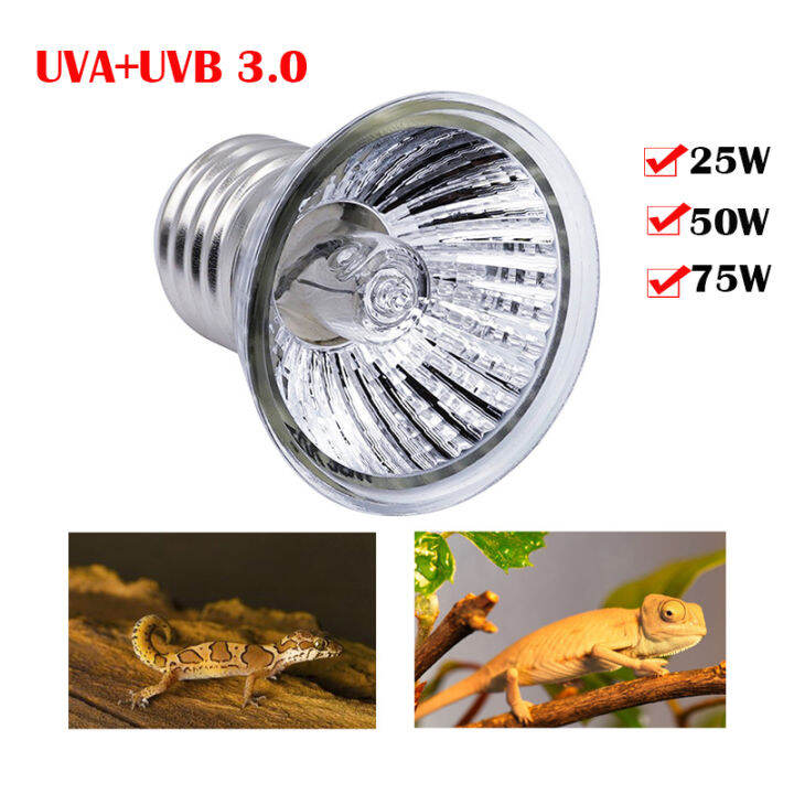 25W/50W/75W Reptile Heat Lamp UVA+UVB 3.0 Heating Lamp Full Spectrum Turtles Basking UV Bulbs ...