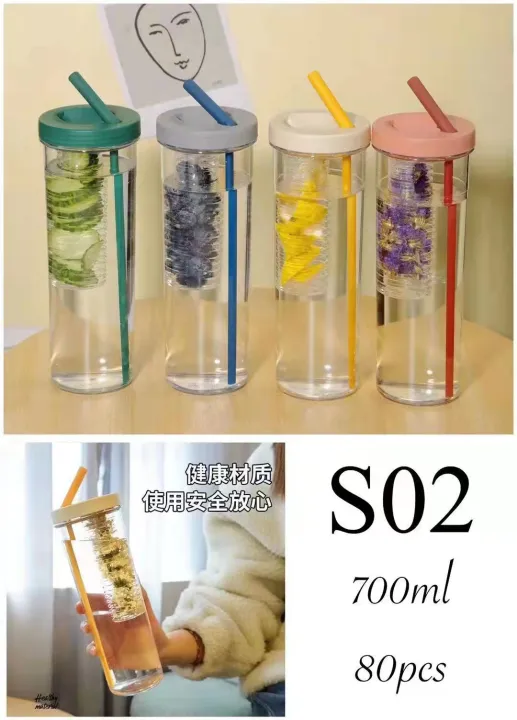 Botol Infused Water Dengan Sedotan Lipat 700ml | Lazada Indonesia
