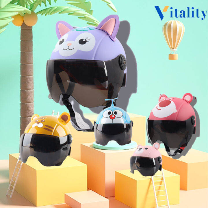 Kids Helmet with Ears for Bike Scooter Cycling Electric Vehicle Motor ...