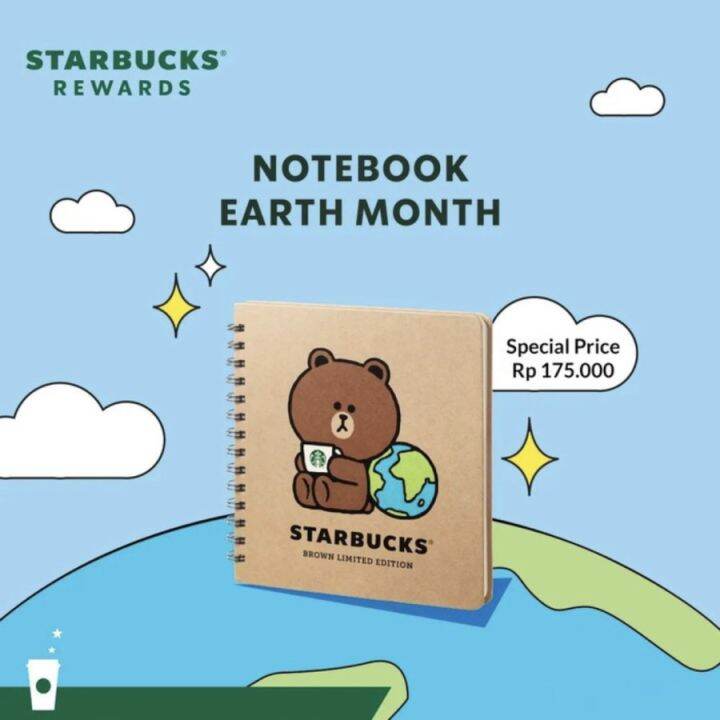 STARBUCKS LINE NOTEBOOK LIMITED EDITION SPECIAL EARTHDAY ORIGINAL 100% ...