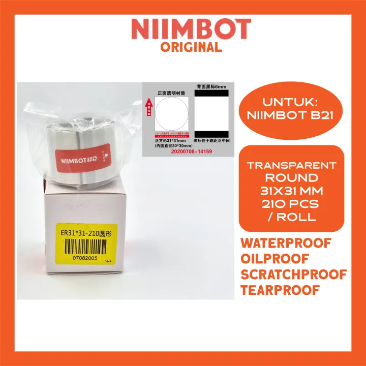 Thermal Label Sticker Niimbot B21 Refill Label - Bening Transparent ...