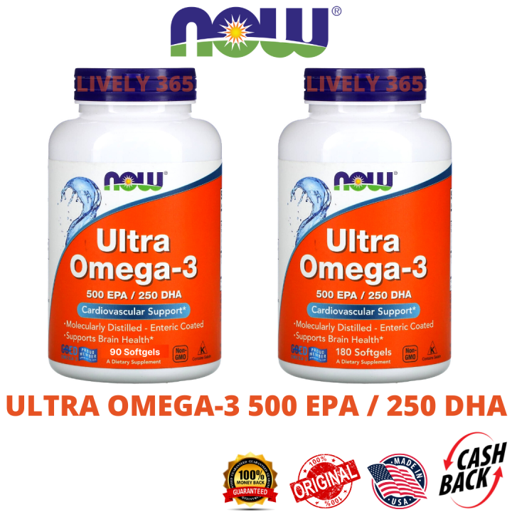 NOW Foods | Ultra Omega-3 Omega 3 500 EPA / 250 DHA | 90 180 Softgels ...