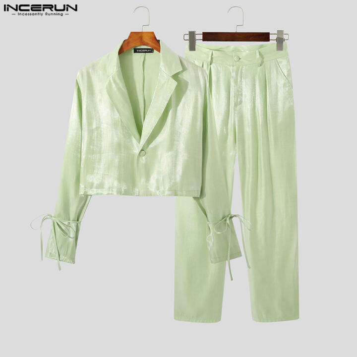 INCERUN Mens Long Sleeve Hippy Blazer Coat Pants Suits Nightclub Disco ...