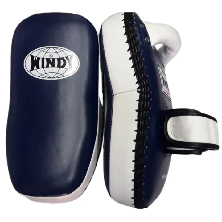 Windy Kick Curved pads KP-8 Navy Blue-White Genuine Leather For ...