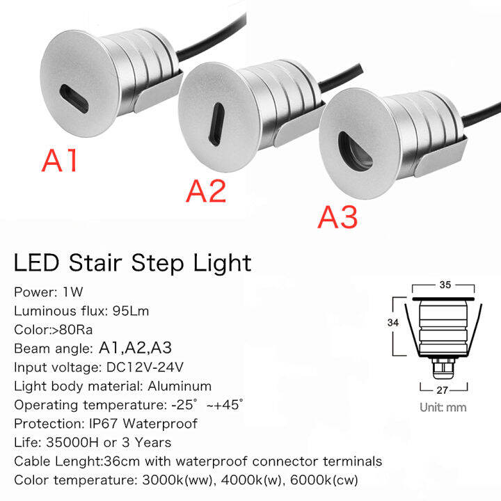 1W Recessed Led Stair Light 12V Outdoor Underground Lamp Garden In Step ...