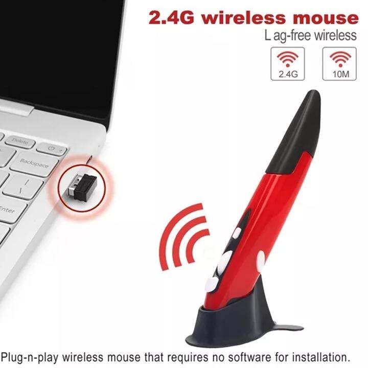 Wireless Mouse Pen 2.4Ghz Vertical Pen-Shaped Stylus Laser For PC Mice Laptop Handwriting ...