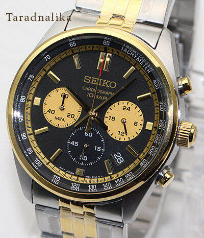 นาฬิกา SEIKO Quartz Watch Chronograph SSB430P1 สองกษัตริย์หน้าปัดดำ ...