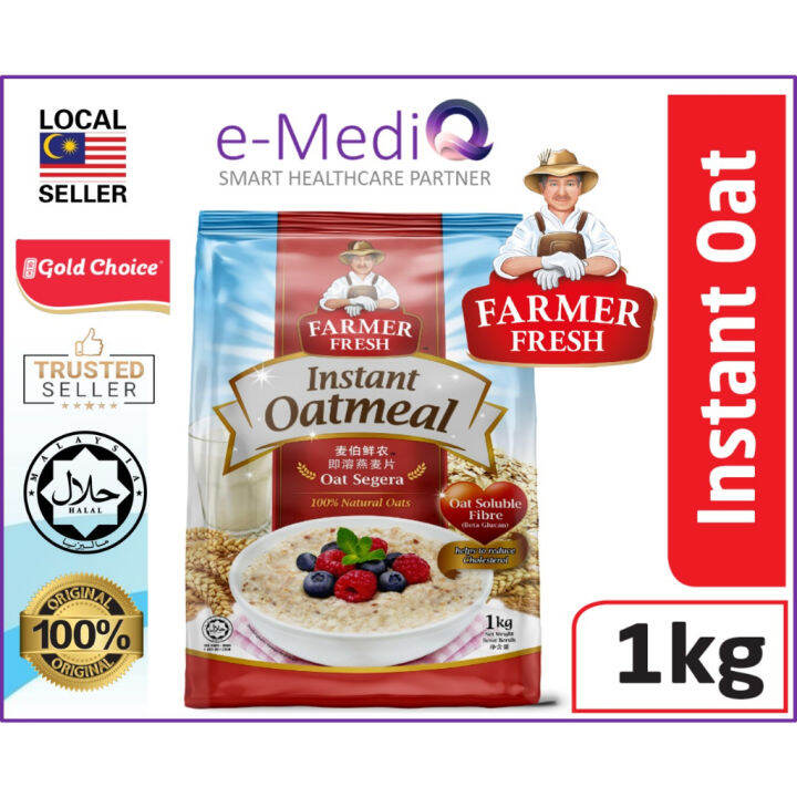 FARMER FRESH [Halal 1kg Jumbo Pack] Oatmeal Natural Instant Oats BIG ...