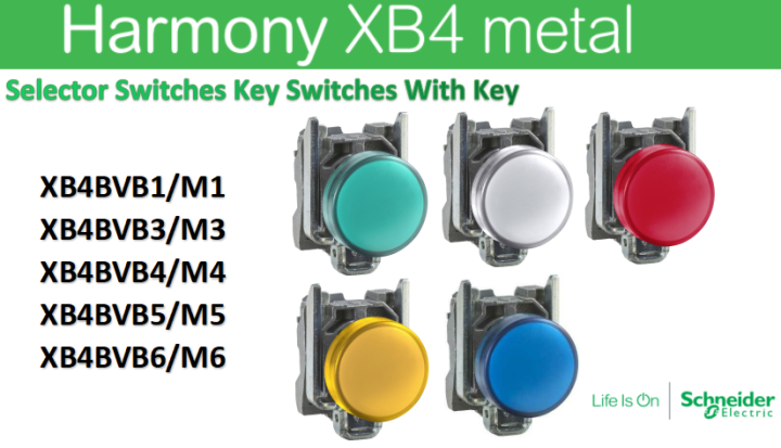 SCHNEIDER Pilot Light With Intergral LED XB4BVB1(24V) XB4BVM1(240V ...