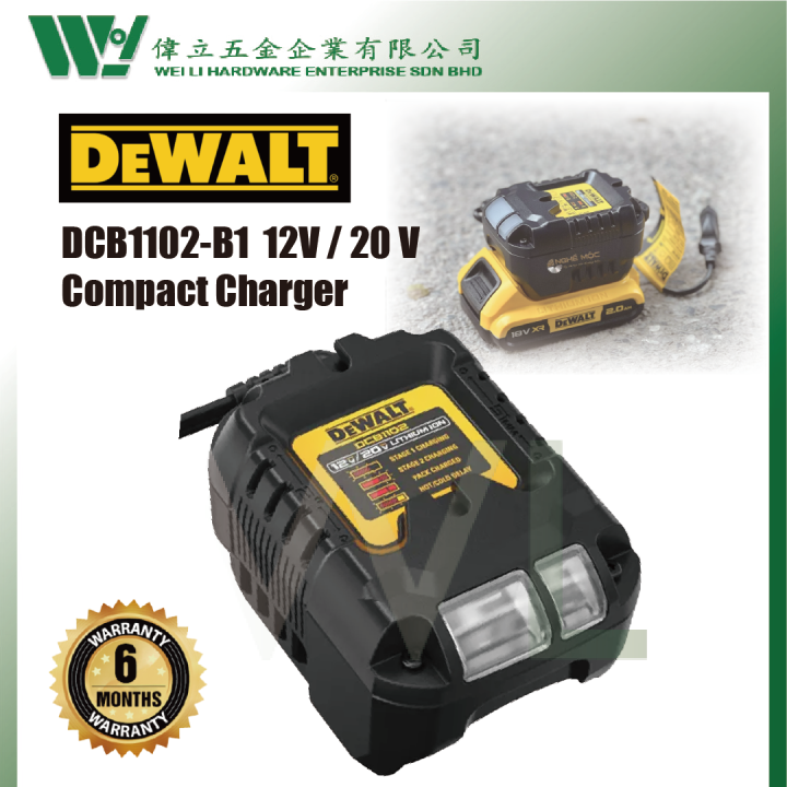 DEWALT DCB1102-B1 XR 2A Compact Charger (12V/20V) / dewalt charger ...