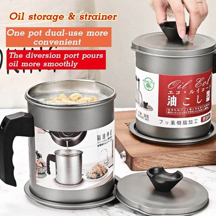 Stainless Steel Oiler with Filter Screen Household Oiler with Lid Oil ...