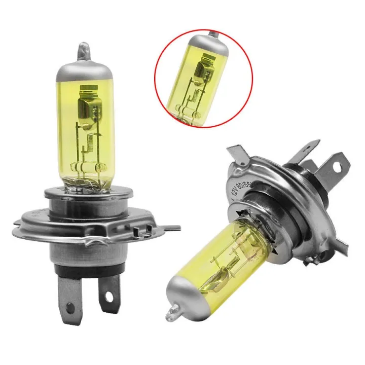 2*Yellow Light H4 Auto Halogen Lamp Bulb Amber Headlight 100W 12V ...