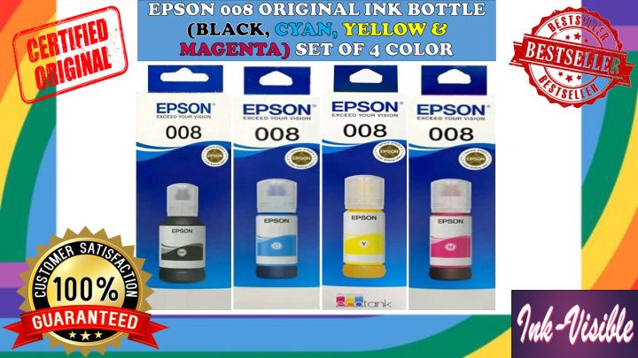 EPSON 008 ORIGINAL INK BOTTLE (BLACK, CYAN, YELLOW & MAGENTA) SET OF 4 ...
