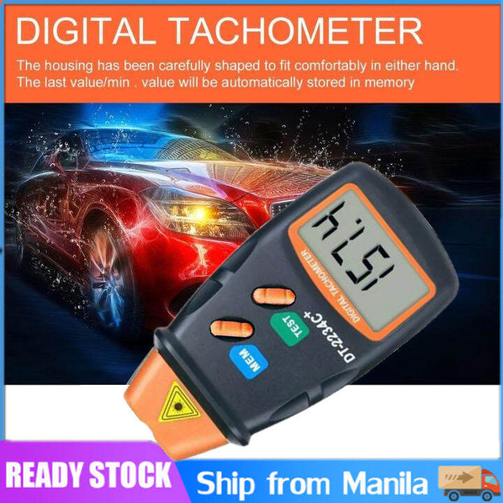 Digital Tachometer Handheld Contact Motor Tachometer LCD Speedometer Tach RPM Meter Contact-type ...