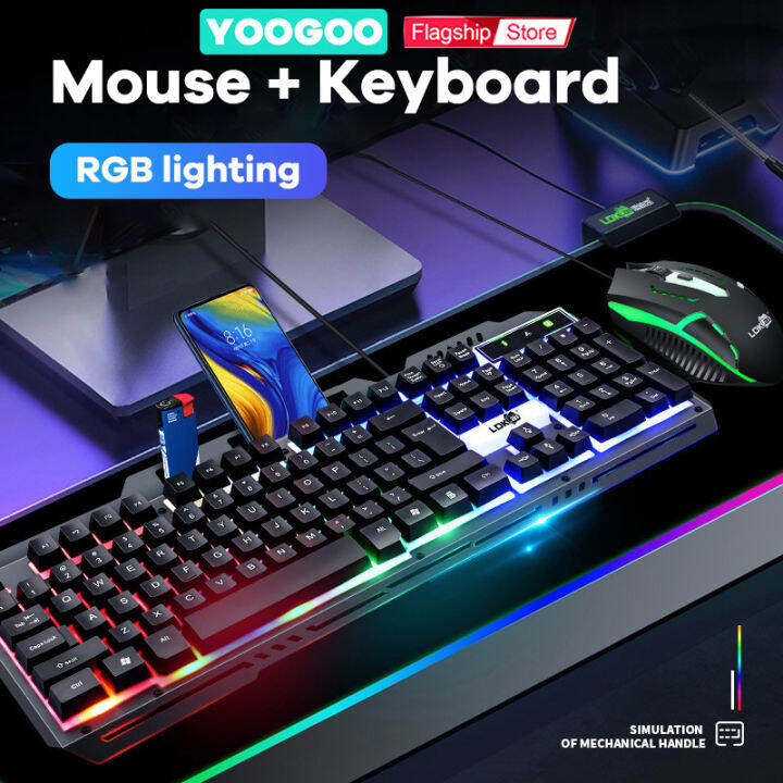 YOOGOO Paket Gaming Keyboard dan Mouse RGB Set Gaming Mouse dan ...