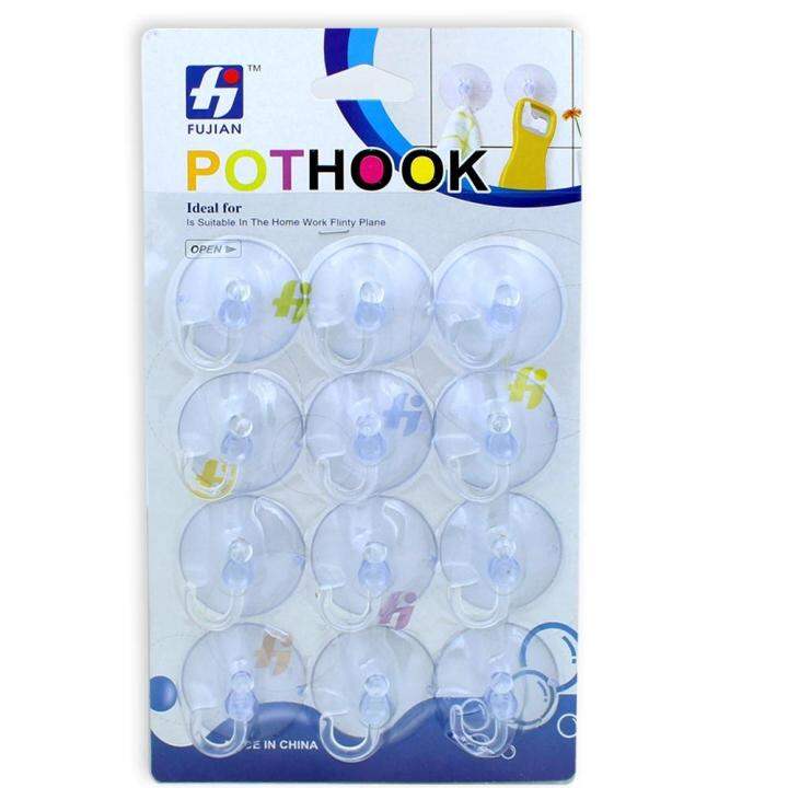 ตะขอแขวน ที่แขวน แบบสูญญากาศ จำนวน 12 ชิ้น 1ชุด รุ่น PotHook-1Pcs ...