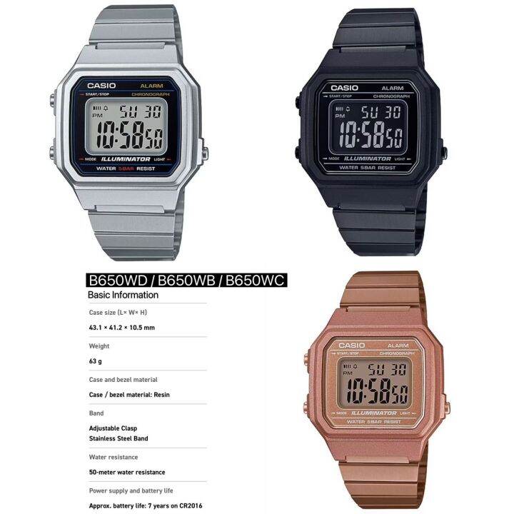 [CASIO UNISEX] CASIO RETRO DESIGN DIGITAL WATCH MODEL B650 / B650WC-5 ...