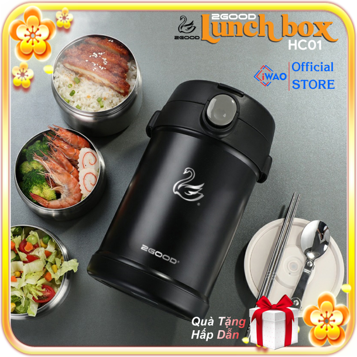 Bộ Hộp Cơm Giữ Nhiệt 2GOOD Lunch Box HC01 (2000ml) - Kèm Muỗng và Đũa ...