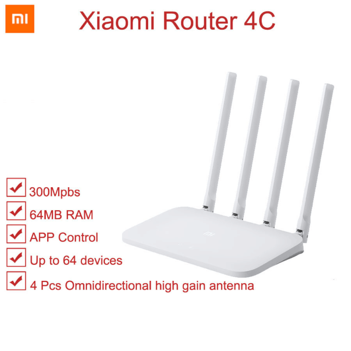Xiaomi Mi 4C 300Mbps Wireless Wifi Router 64 RAM 11N 2.4GHz 4 Antennas ...